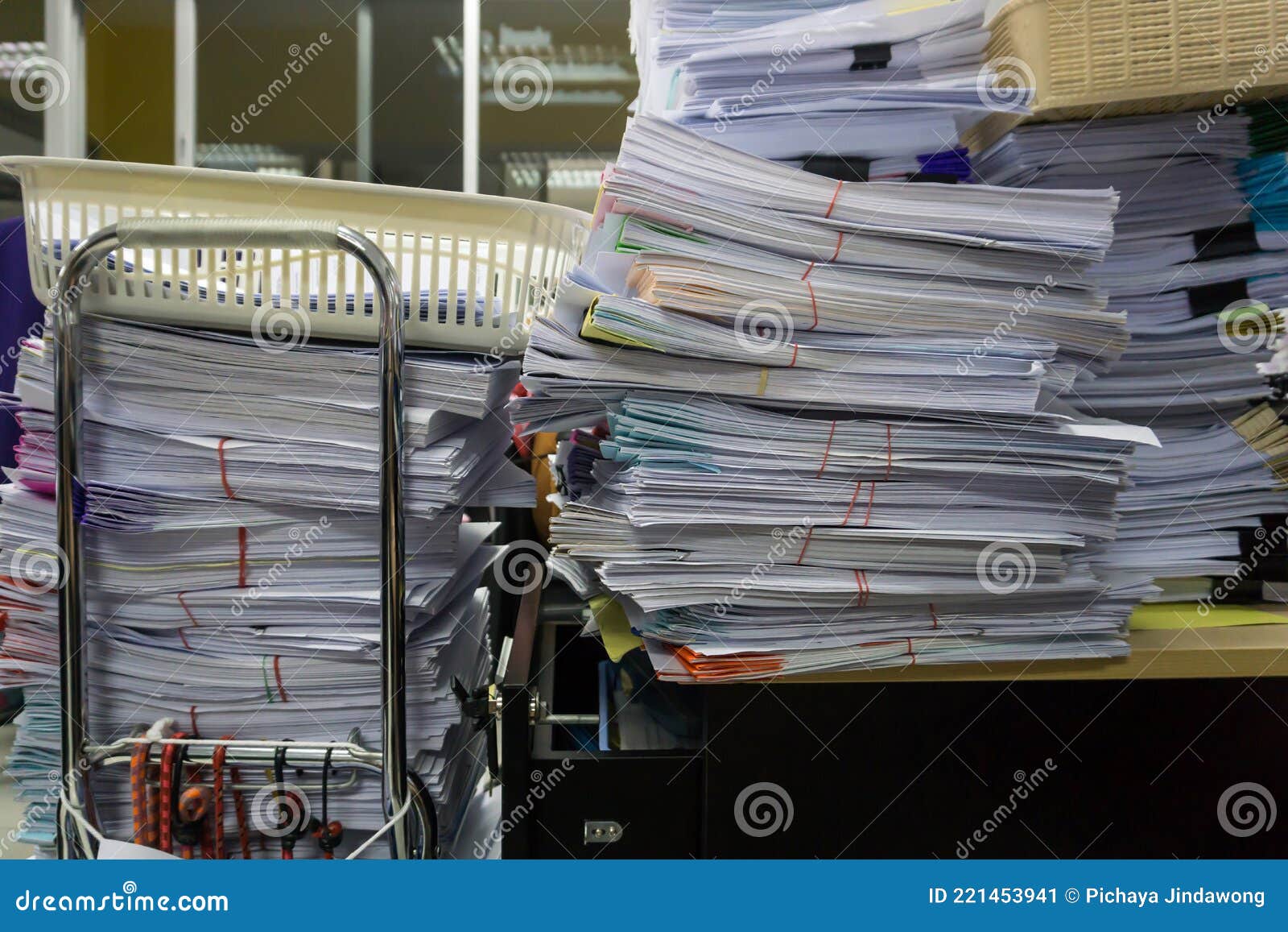 Busy, Messy and Cluttered Workplace, Full of Documents Stock Image ...