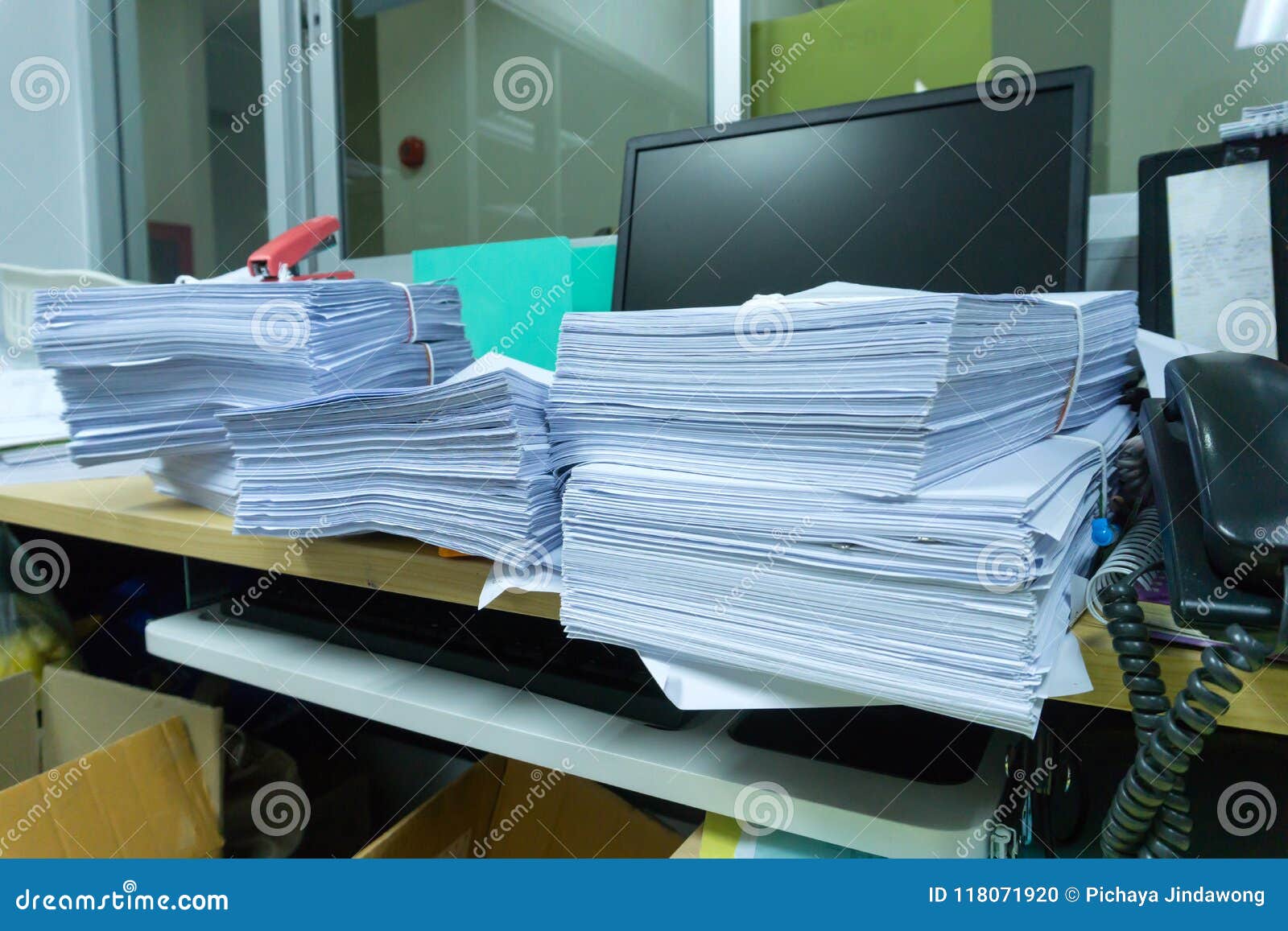 Busy, Messy and Cluttered Workplace, Full of Documents Stock Photo ...
