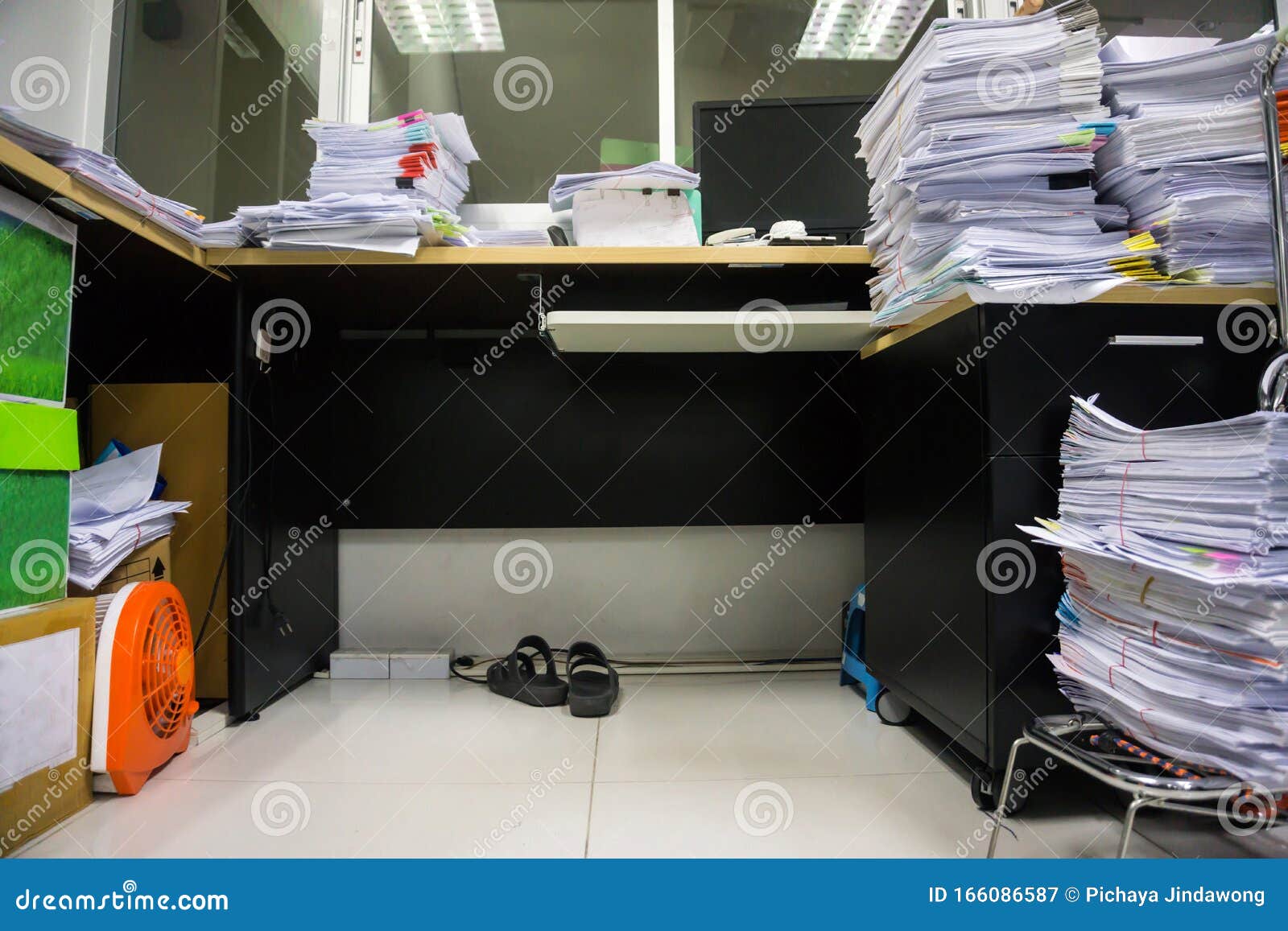 Busy, Messy and Cluttered Workplace, Full of Documents Stock Image ...