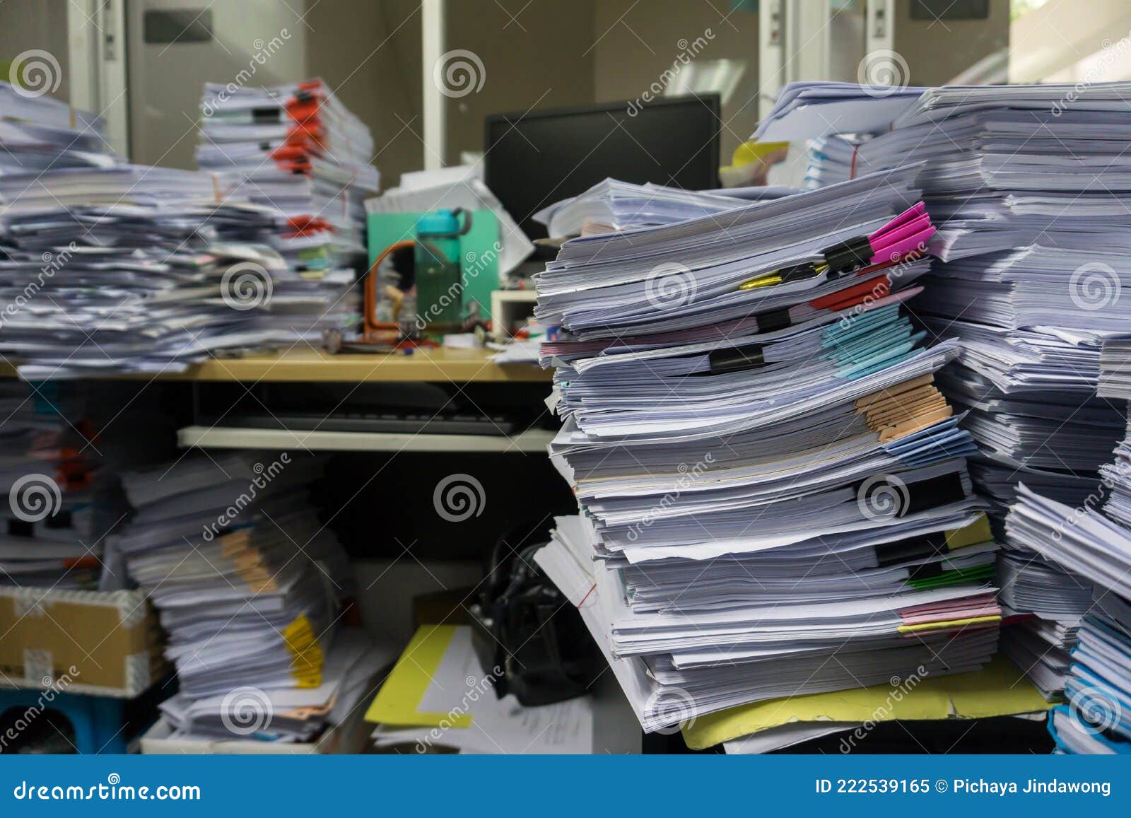 Busy, Messy and Cluttered Workplace, Full of Documents Stock Image ...