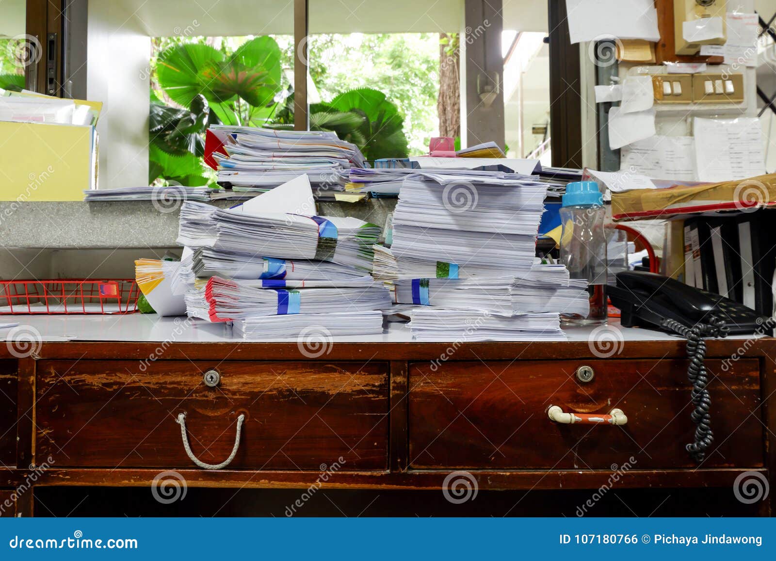 Busy, Messy and Cluttered Workplace, Full of Documents Stock Photo ...
