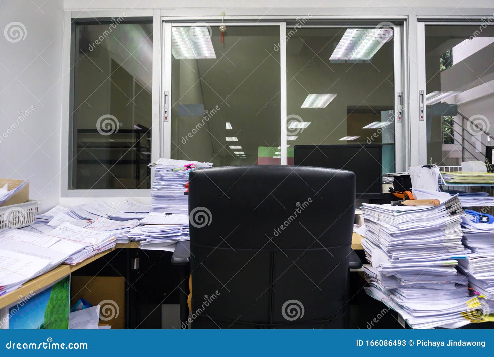 Busy, Messy and Cluttered Workplace, Full of Documents Stock Image ...