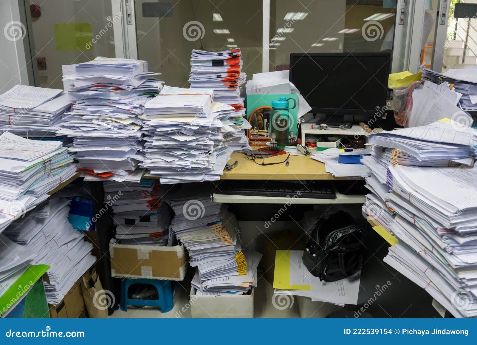 Busy, Messy and Cluttered Workplace, Full of Documents Stock Photo ...