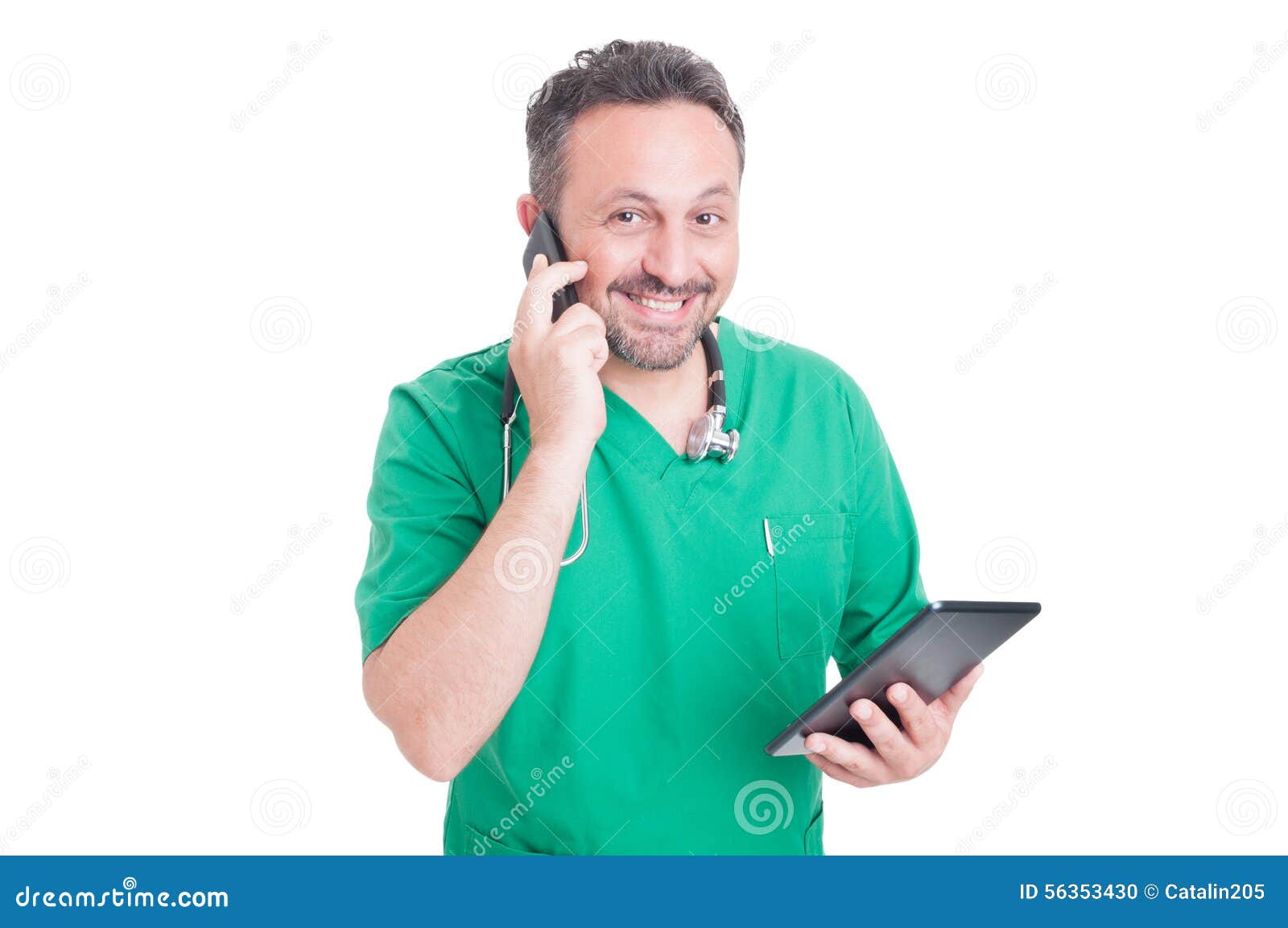 Busy and Modern Doctor Multitasking Stock Photo - Image of male ...