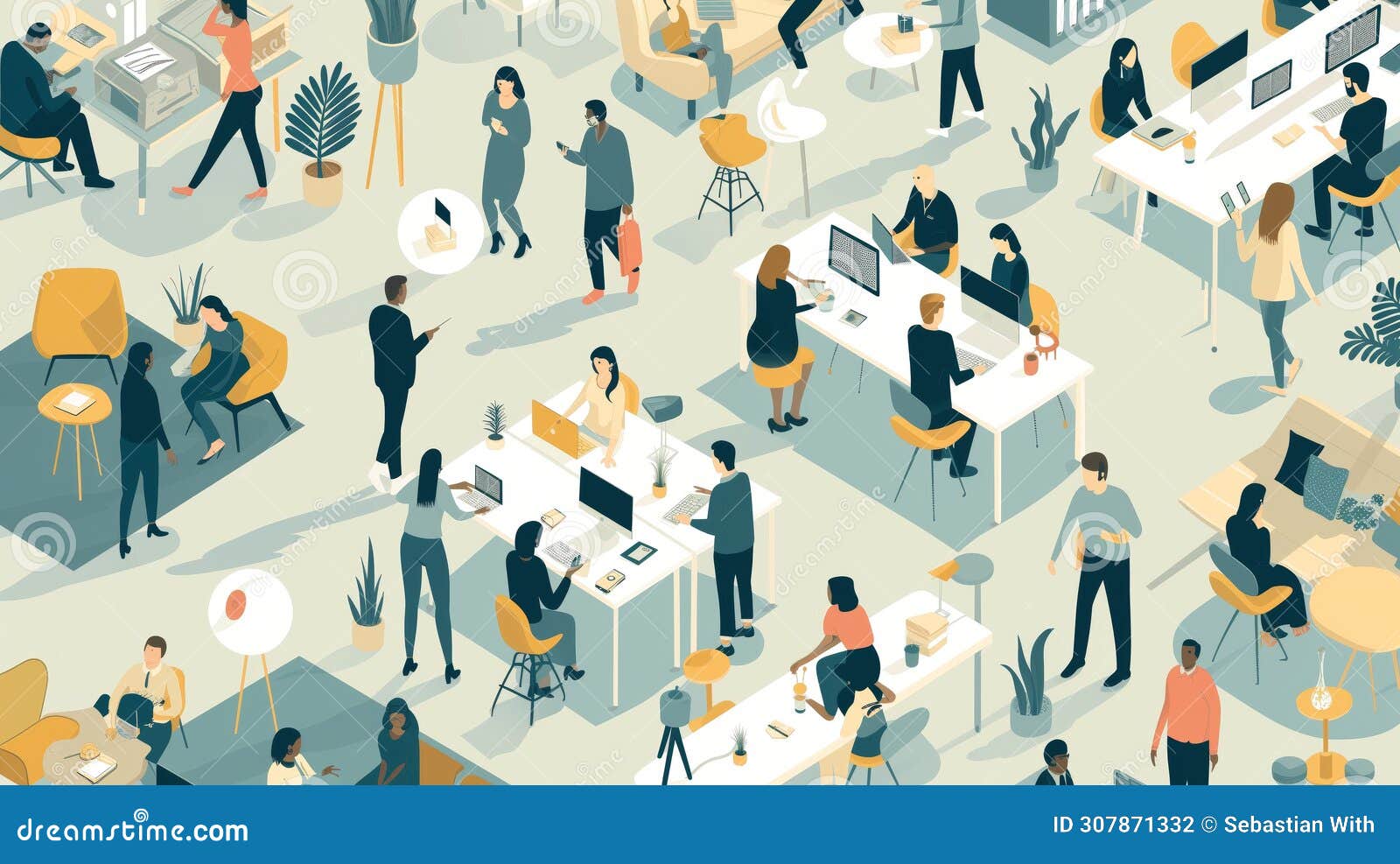 Dynamic Workspace: Modern Office Environment with Active Employees ...