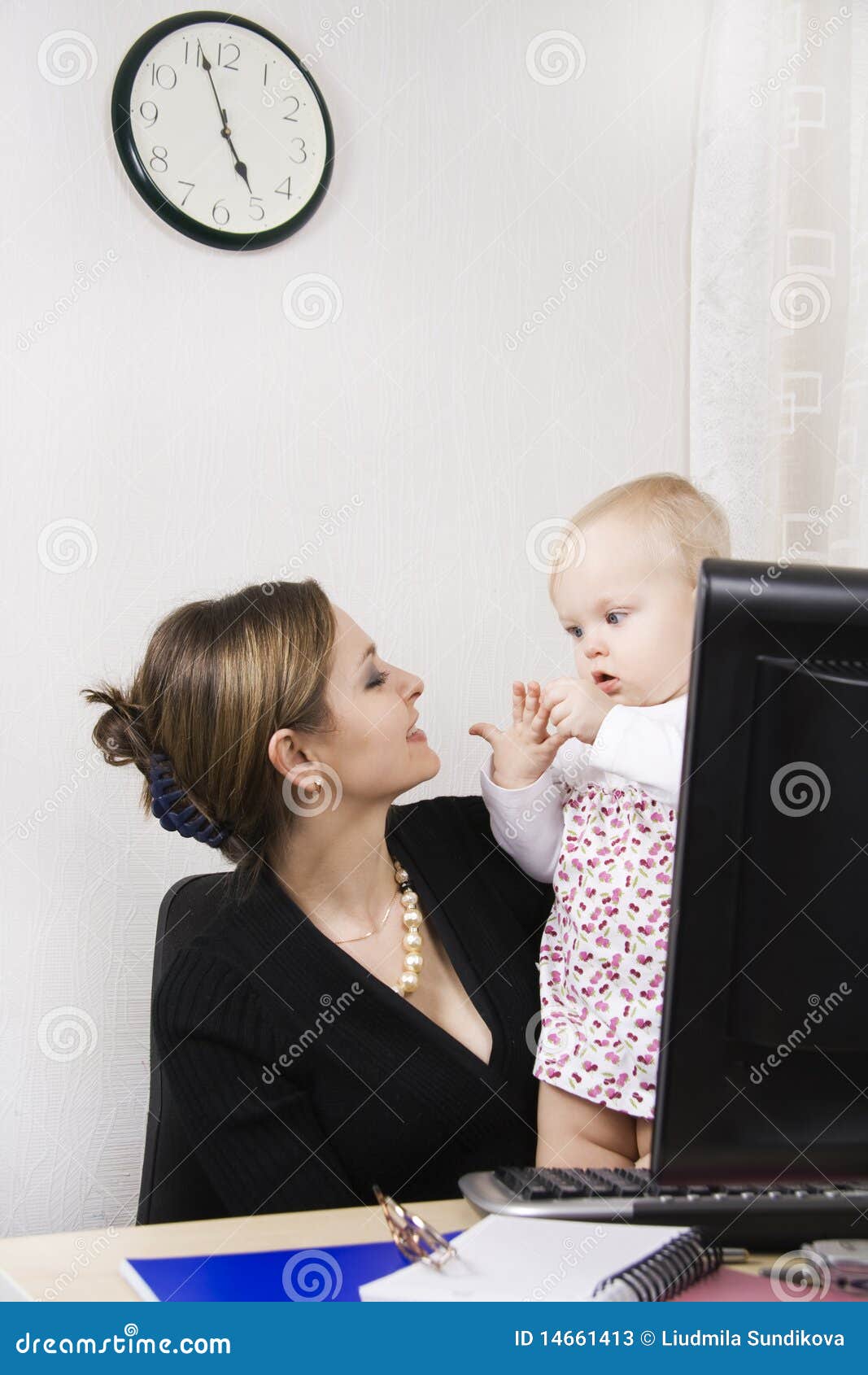 Busy Mother With Her Baby Royalty-Free Stock Photography ...