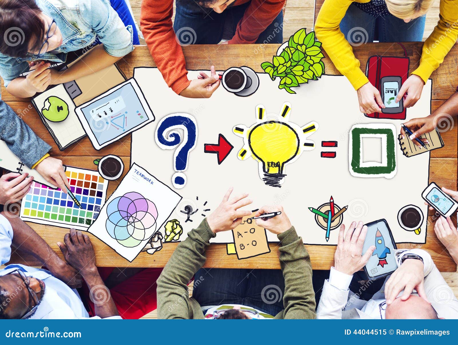 Busy Multiethnic Group of People Working Illustration Stock Image ...