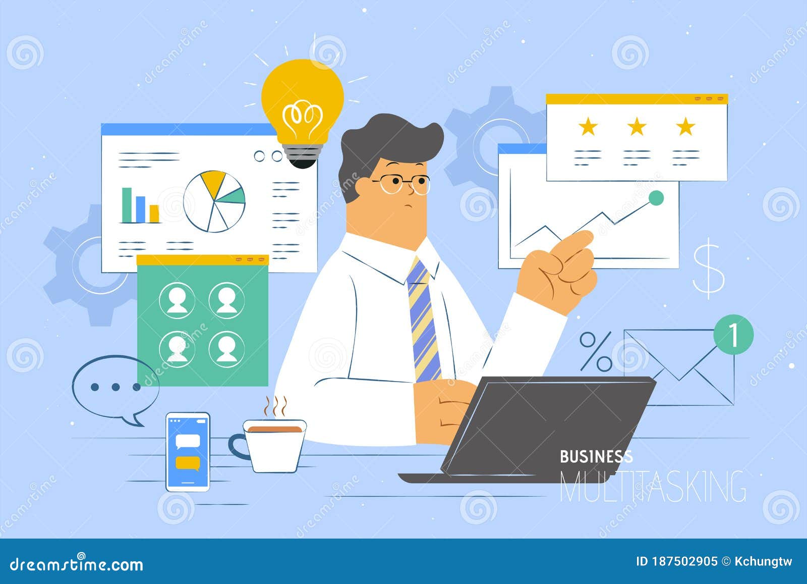 Busy Multitasking Businessman Stock Vector - Illustration of ...