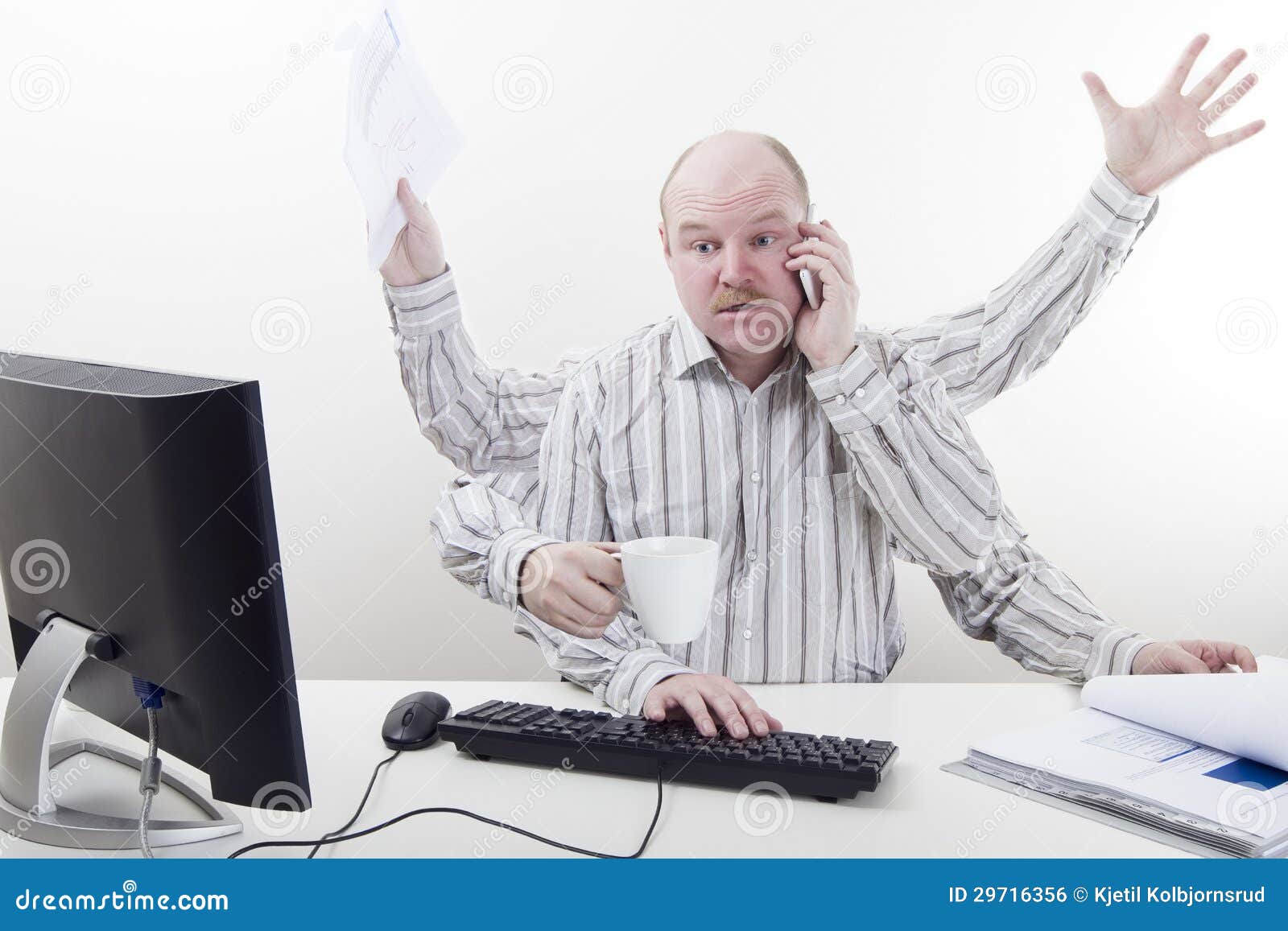 Overworked and Busy Businessman Stock Photo - Image of computer ...
