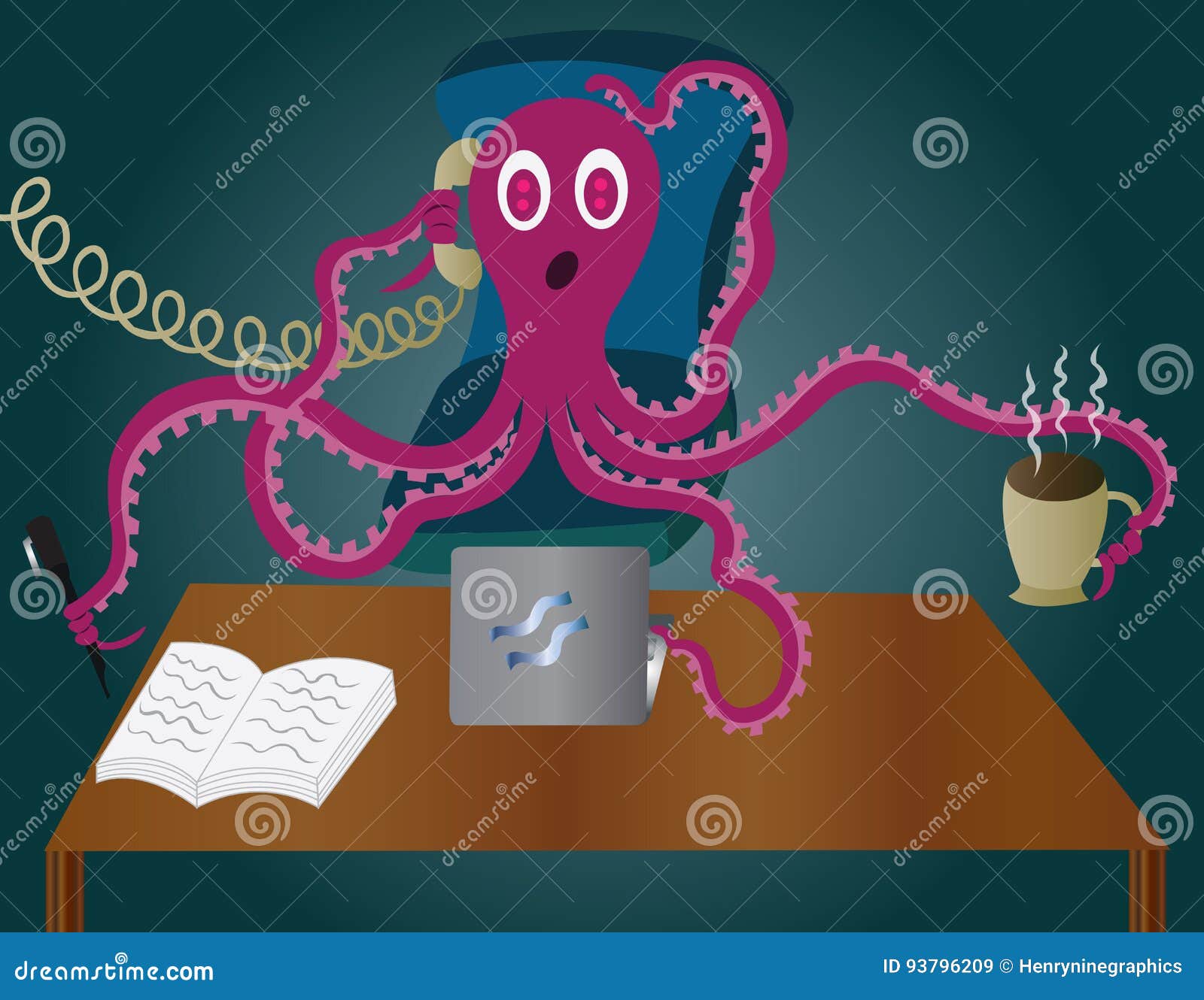 Busy octopus stock vector. Illustration of intrusive - 93796209