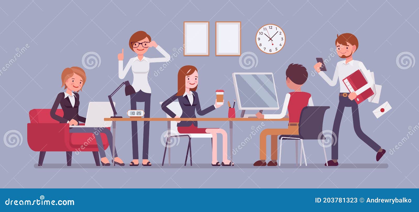 Busy office work stock vector. Illustration of businesswoman - 203781323