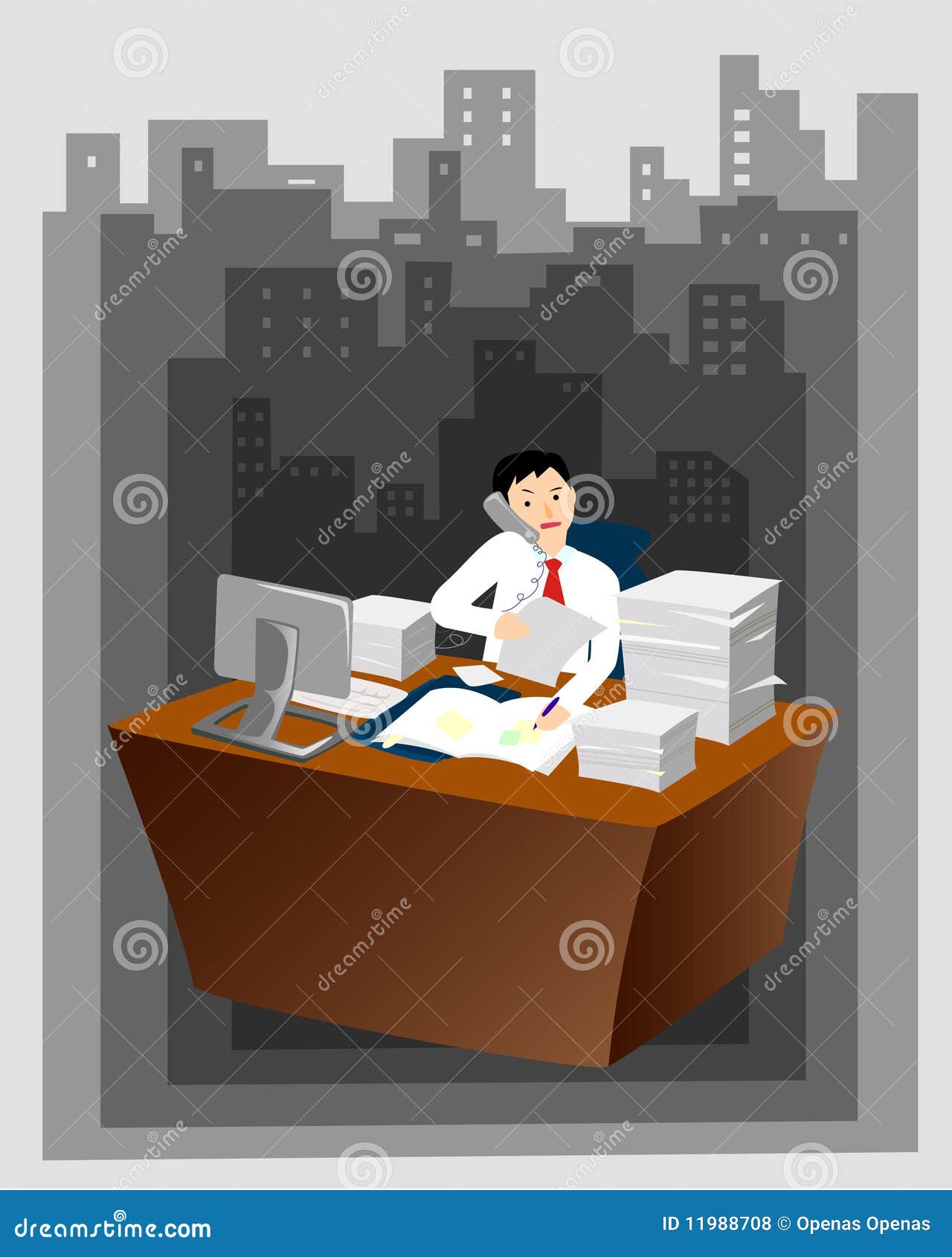 Busy office worker stock vector. Illustration of industry - 11988708