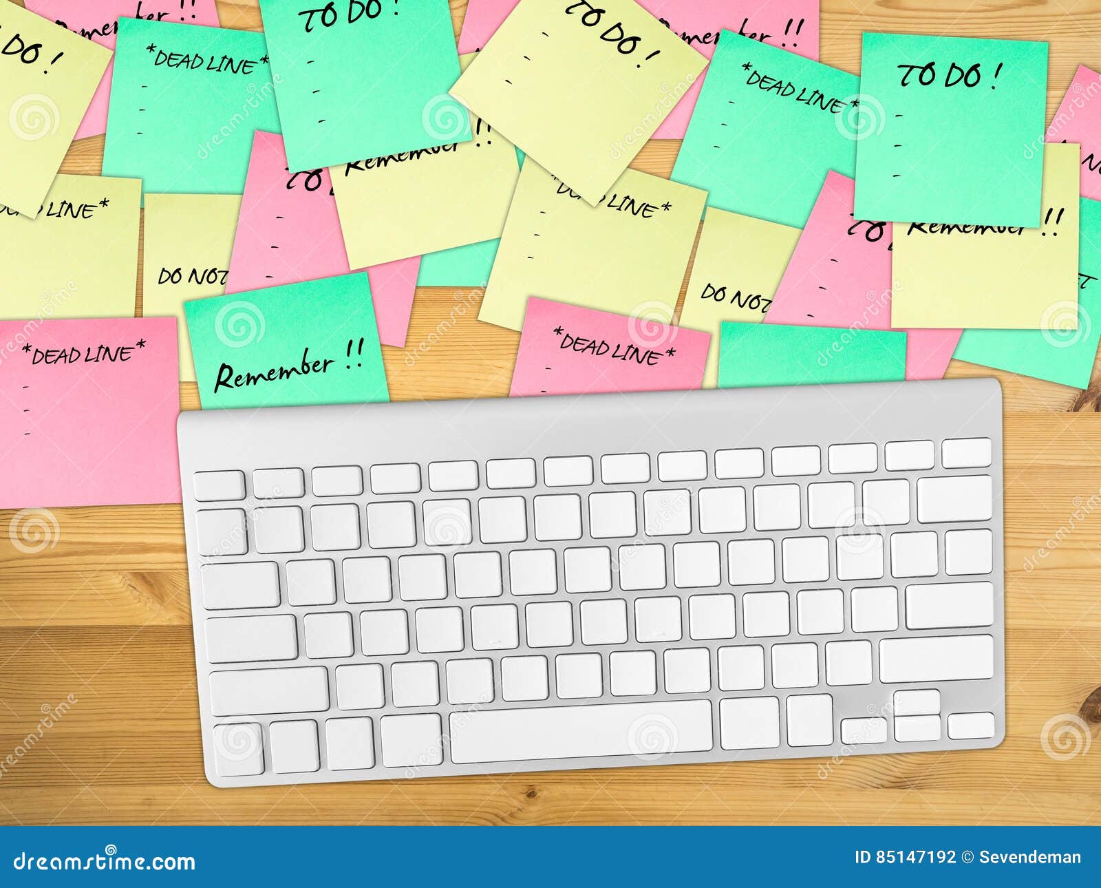 Busy paper note on table. stock photo. Image of desk - 85147192