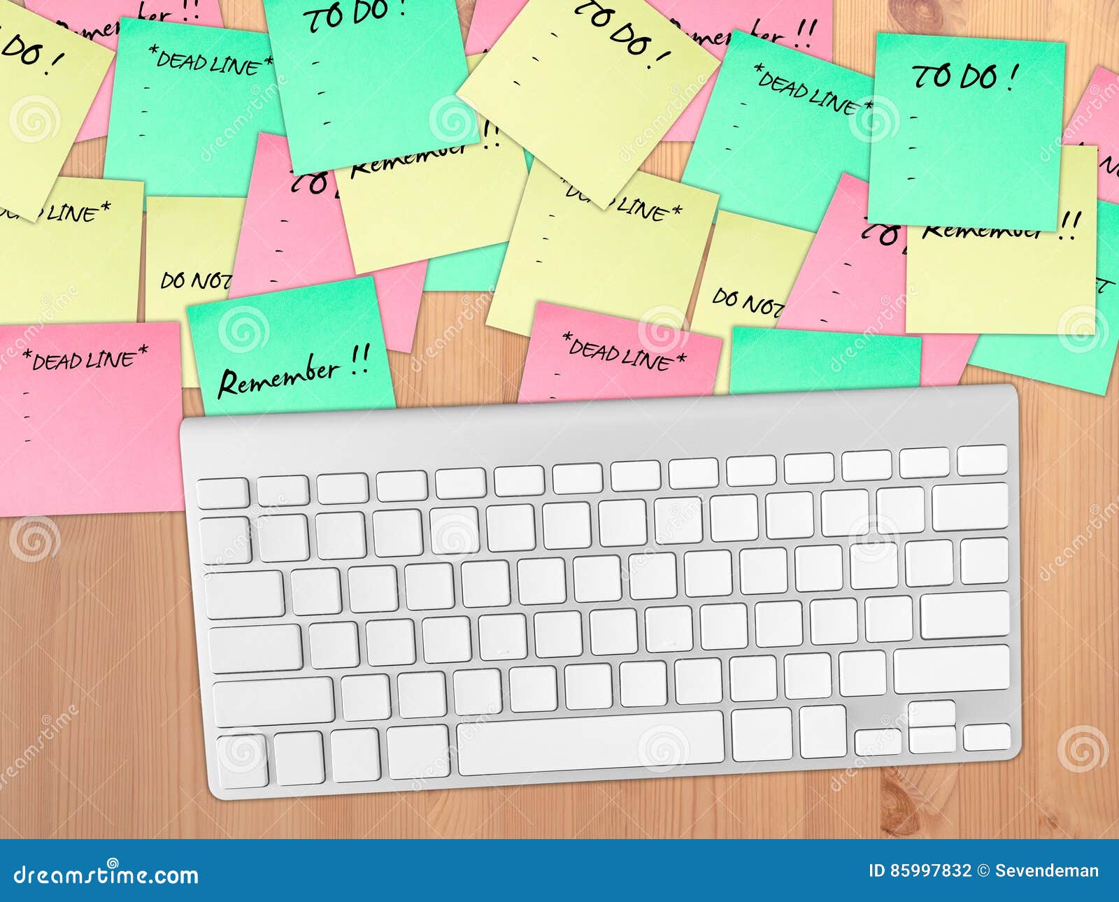 Busy paper note on table. stock photo. Image of office - 85997832