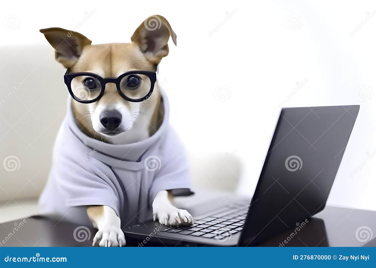 Busy Pet Dog. Concept of Hardworking or Work from Home Stock ...
