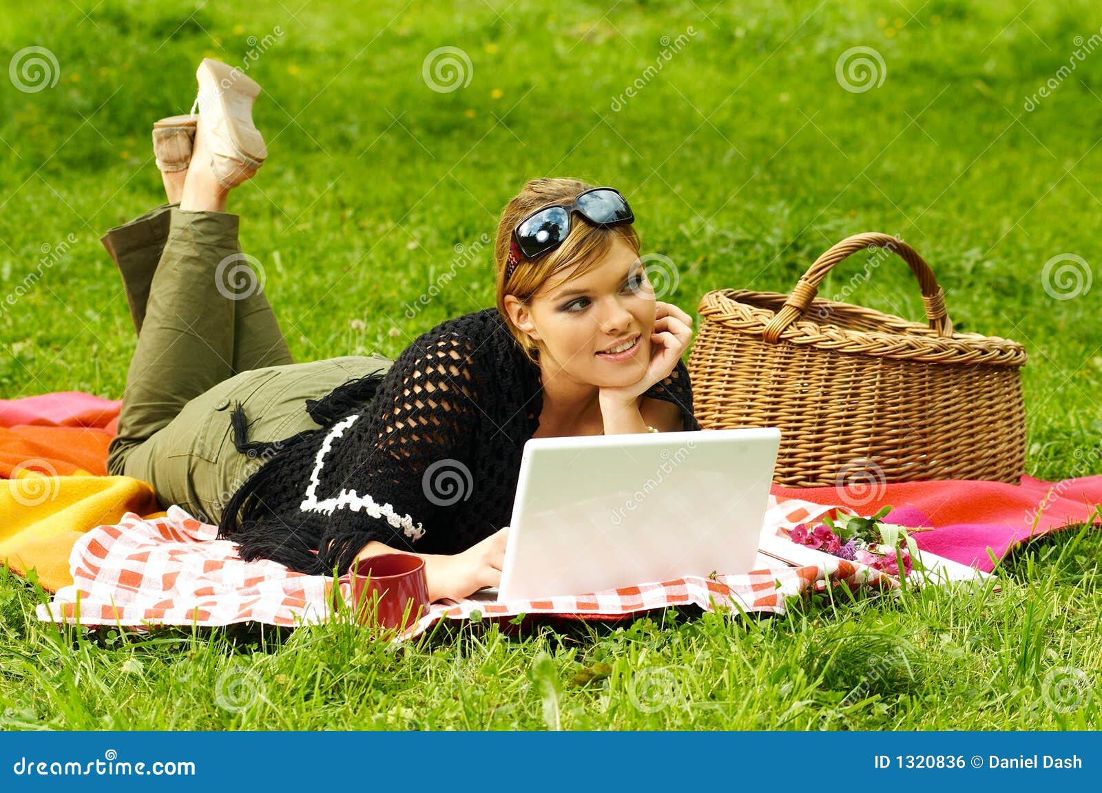 Busy Picnic stock photo. Image of nature, laptop, casual - 1320836