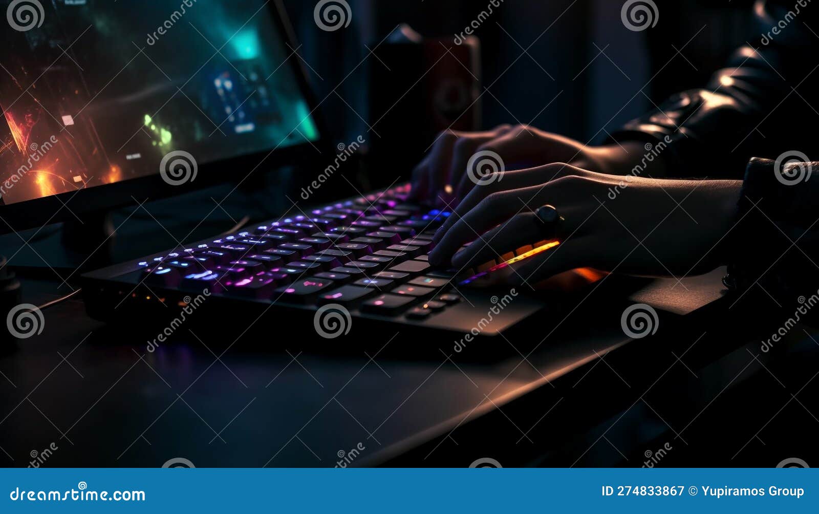 Busy Programmer Typing E Mails on Illuminated Laptop Generative AI ... Busy Programmer Typing E Mails on Illuminated Laptop Generative AI ...