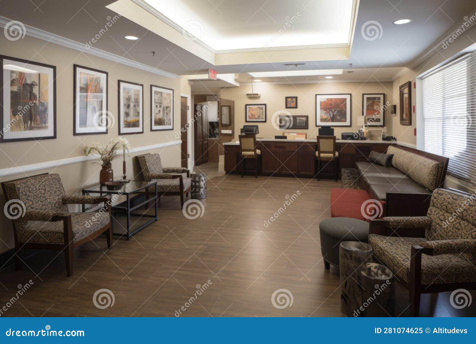 Busy Reception Area with a Variety of Seating Options for Guests Stock ...