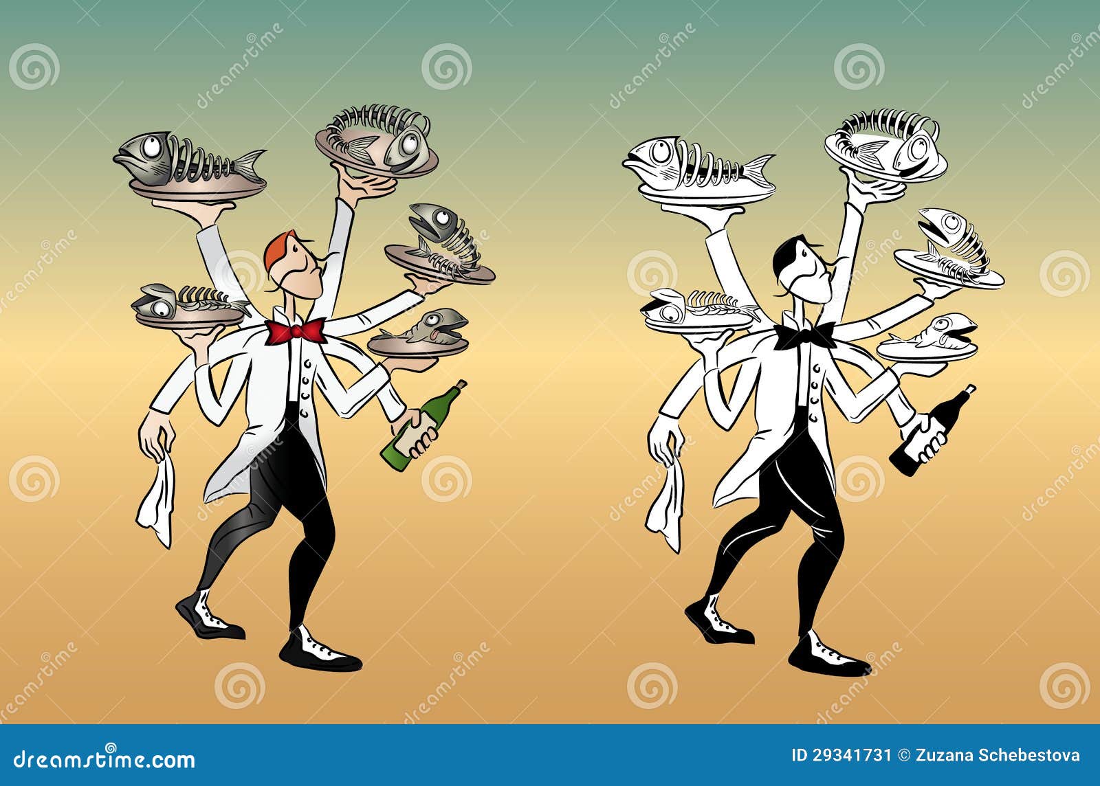 Restaurant Waiter Cartoon Vector | CartoonDealer.com #22144527