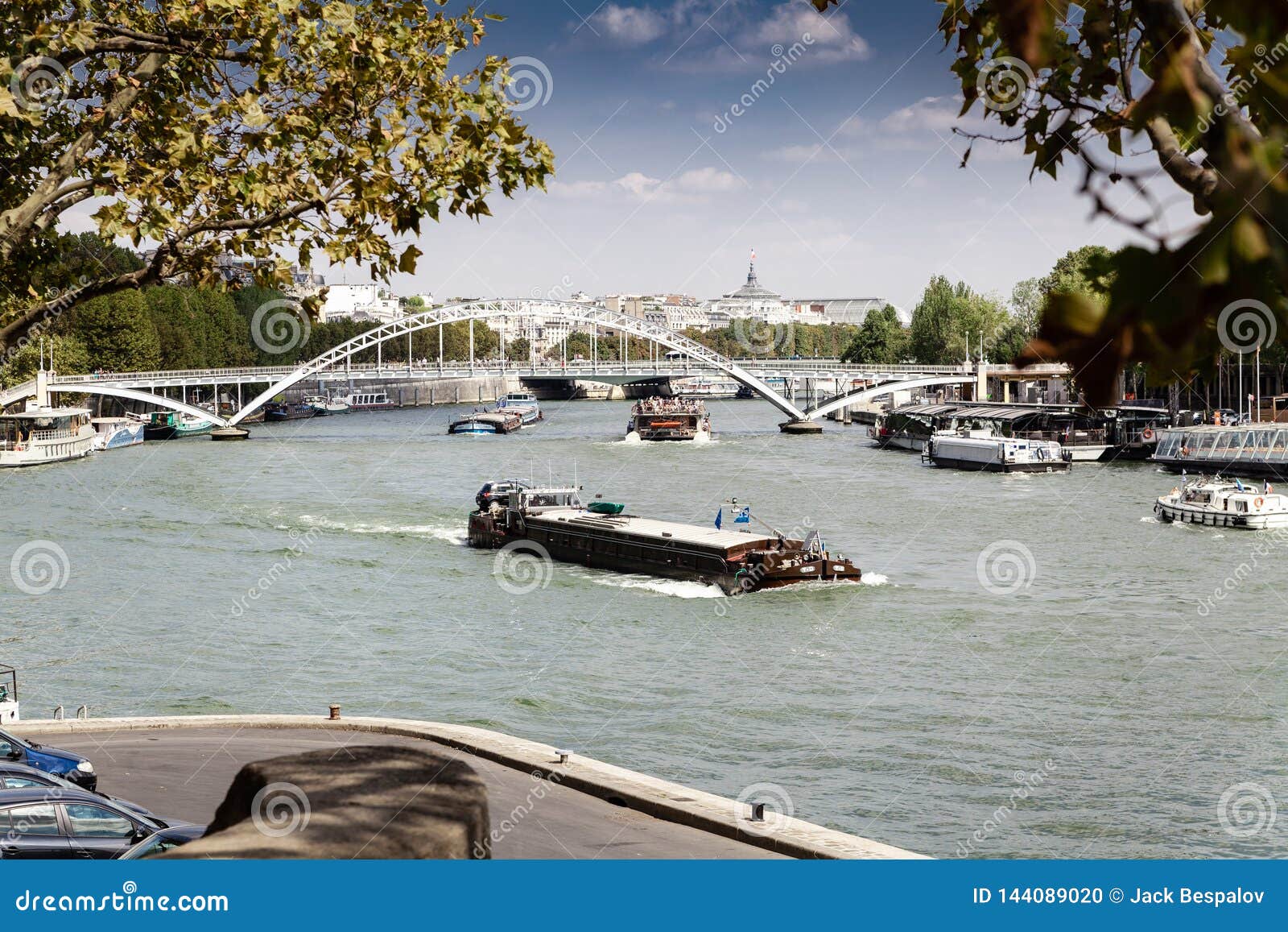 Busy river in Paris stock photo. Image of artnouveau - 144089020