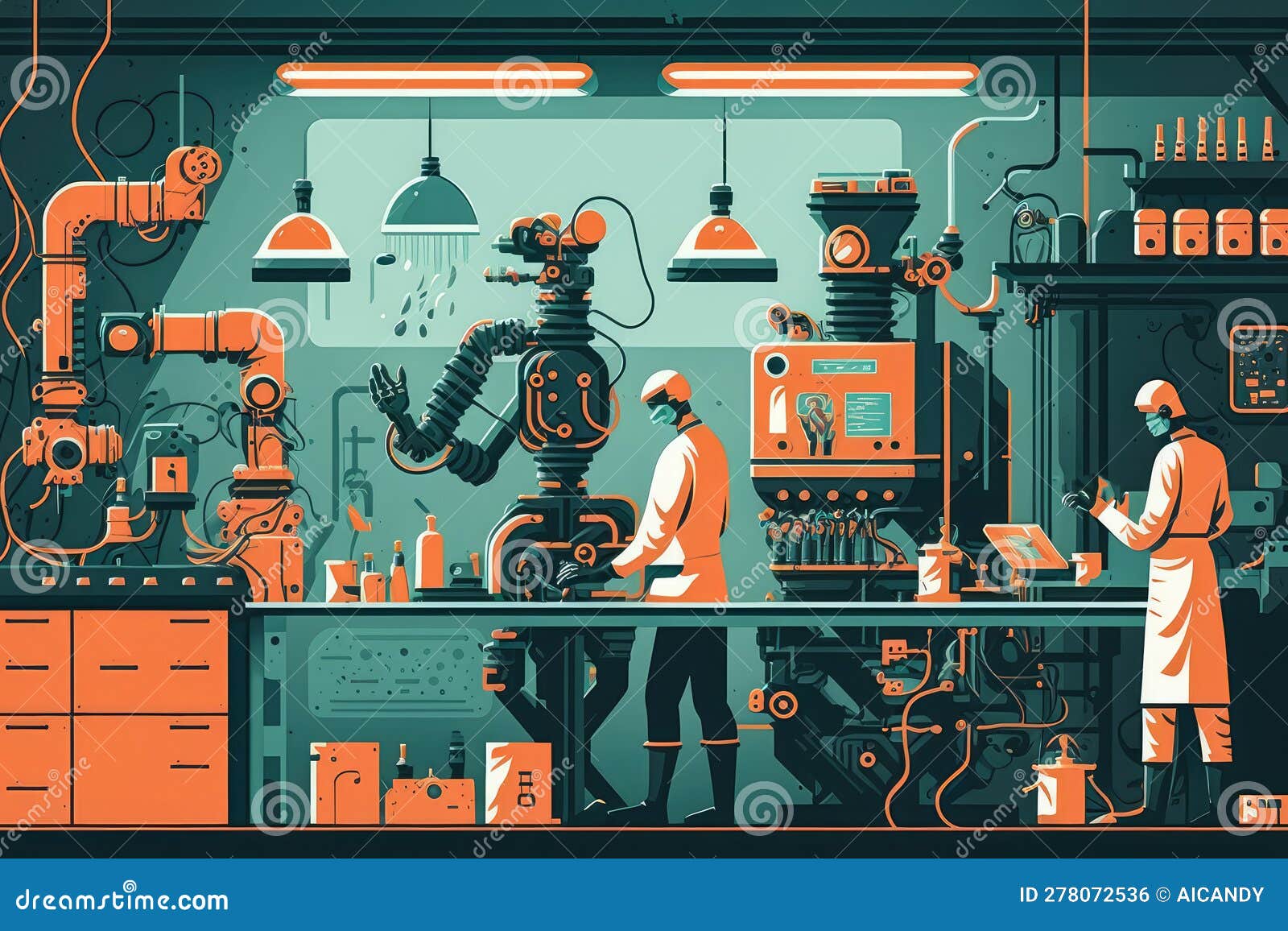 Busy Robotics Lab with Scientists Working on Advanced Machines and Robots Stock Photo - Image of ...