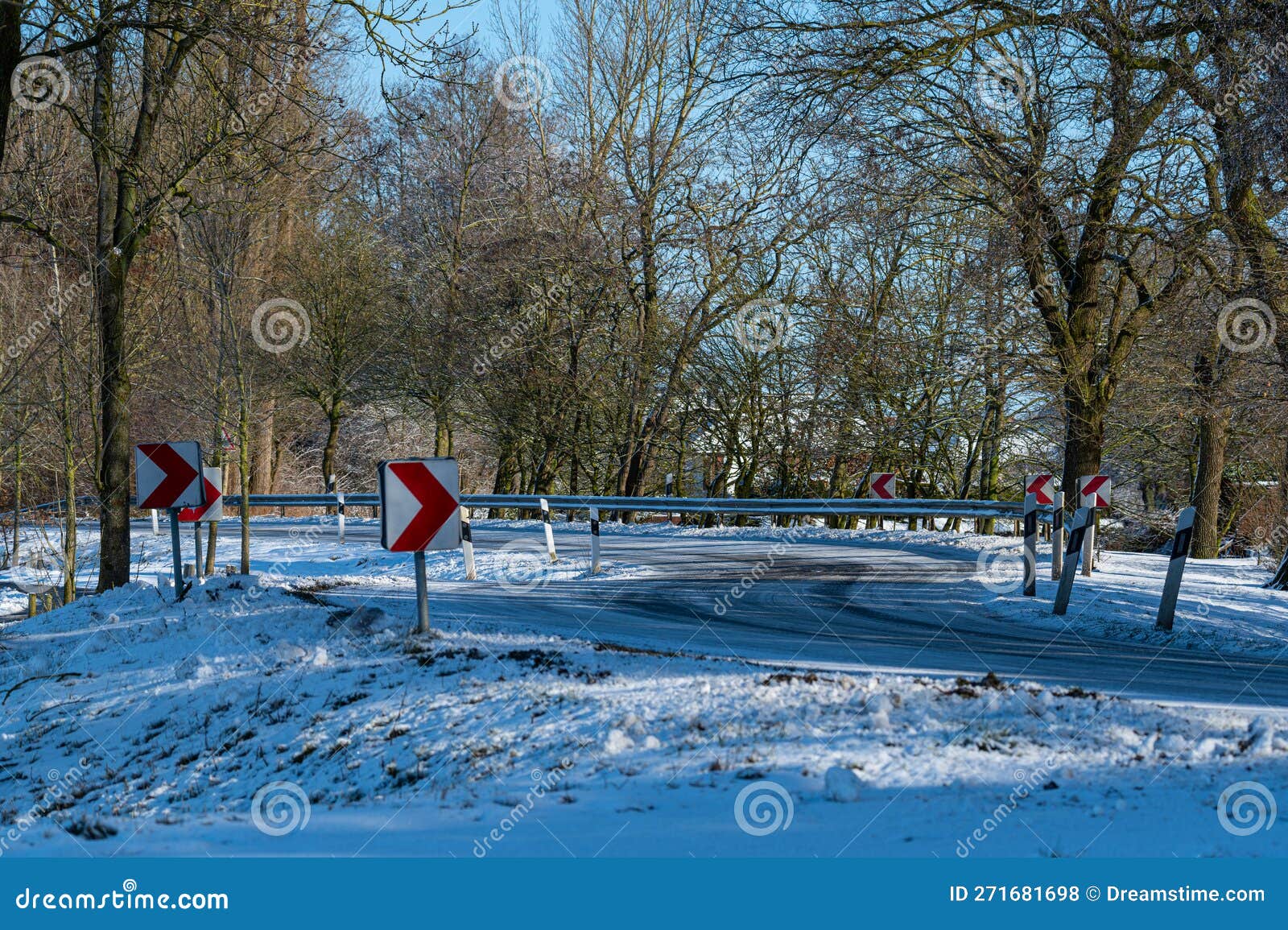 A Busy S Curve in a Wintry Landscape Stock Photo - Image of forest ...