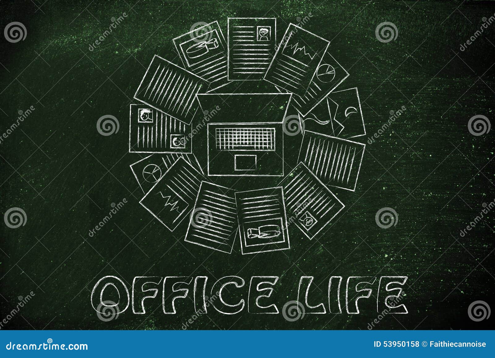 Busy Schedule and Productivity: Desk with Computer Surrounded by Stock ...