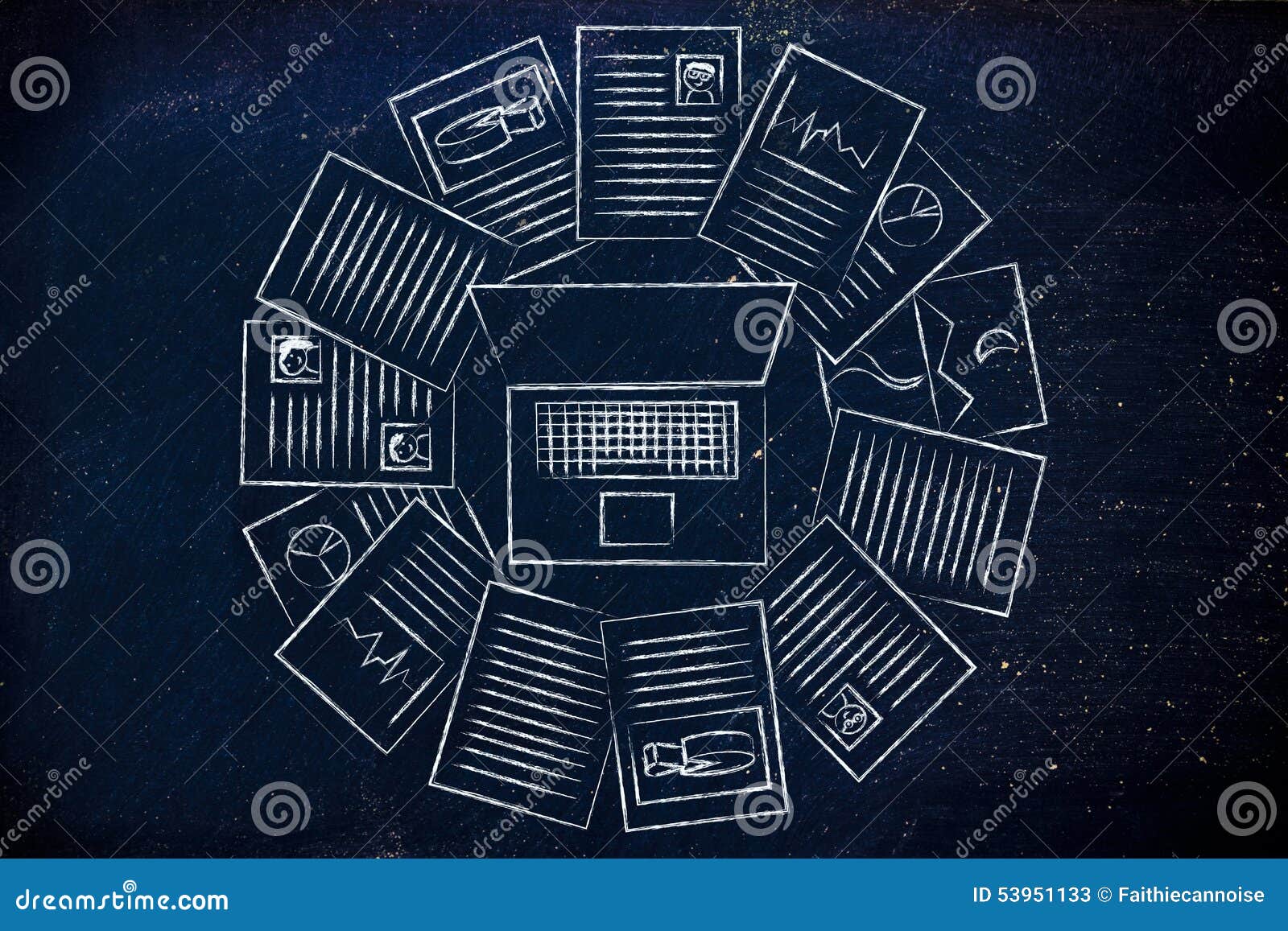 Busy Schedule and Productivity: Desk with Computer Surrounded by Stock ...
