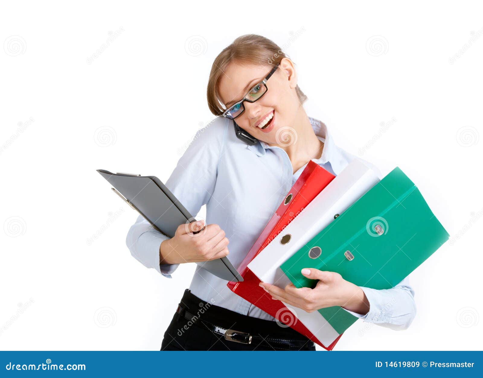 Busy secretary stock image. Image of executive, cheerful - 14619809