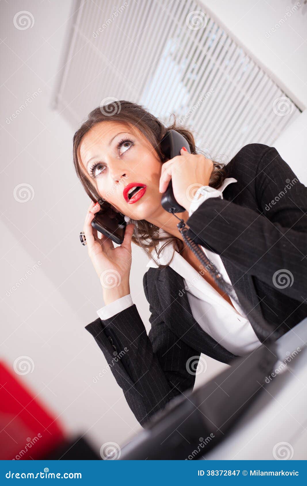 Busy secretary stock image. Image of working, talk, sitting - 38372847