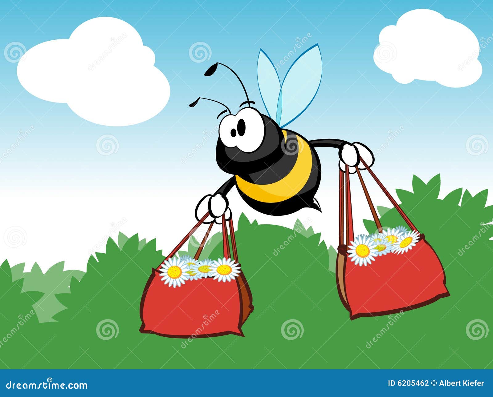 Busy shopping bee stock vector. Illustration of drawn - 6205462