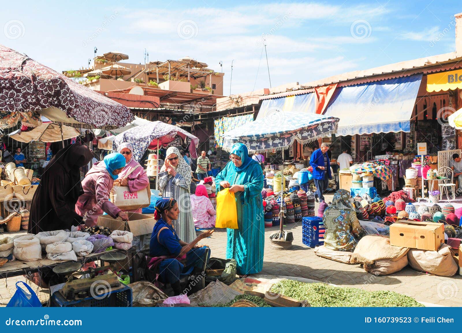 Busy Souk in Marrakech editorial stock photo. Image of colour - 160739523