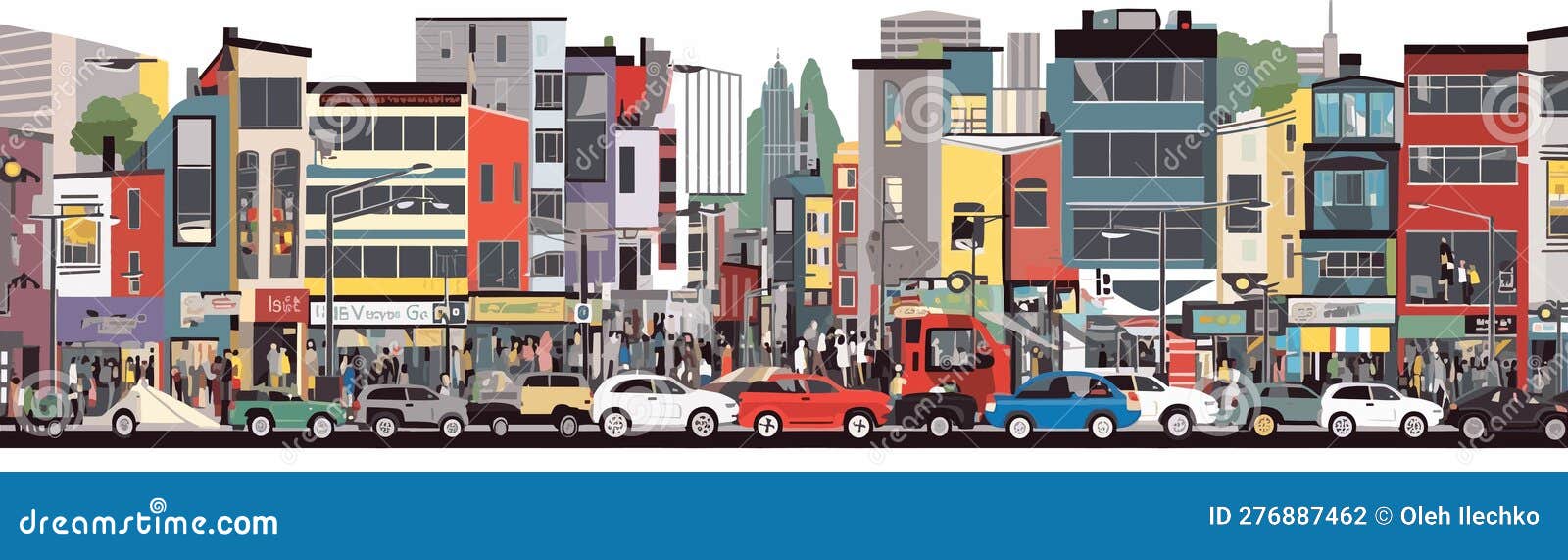 Busy Street of Buildings Background Vector Illustration Stock Photo ...