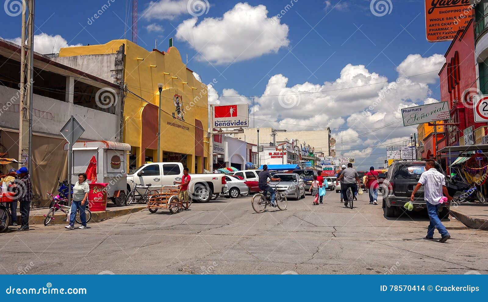 Busy Street in Mexican Border Town of Nuevo Progreso, Mexico Editorial ...