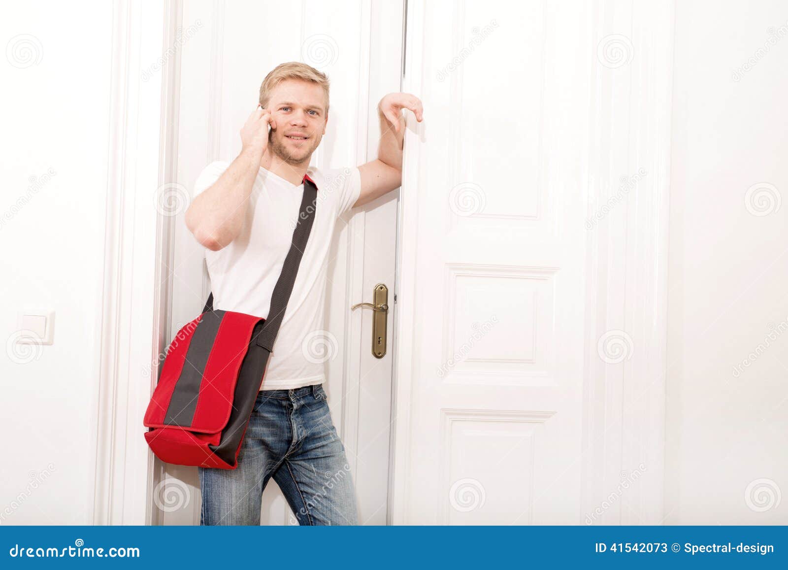 Busy student coming home stock image. Image of cell, call - 41542073
