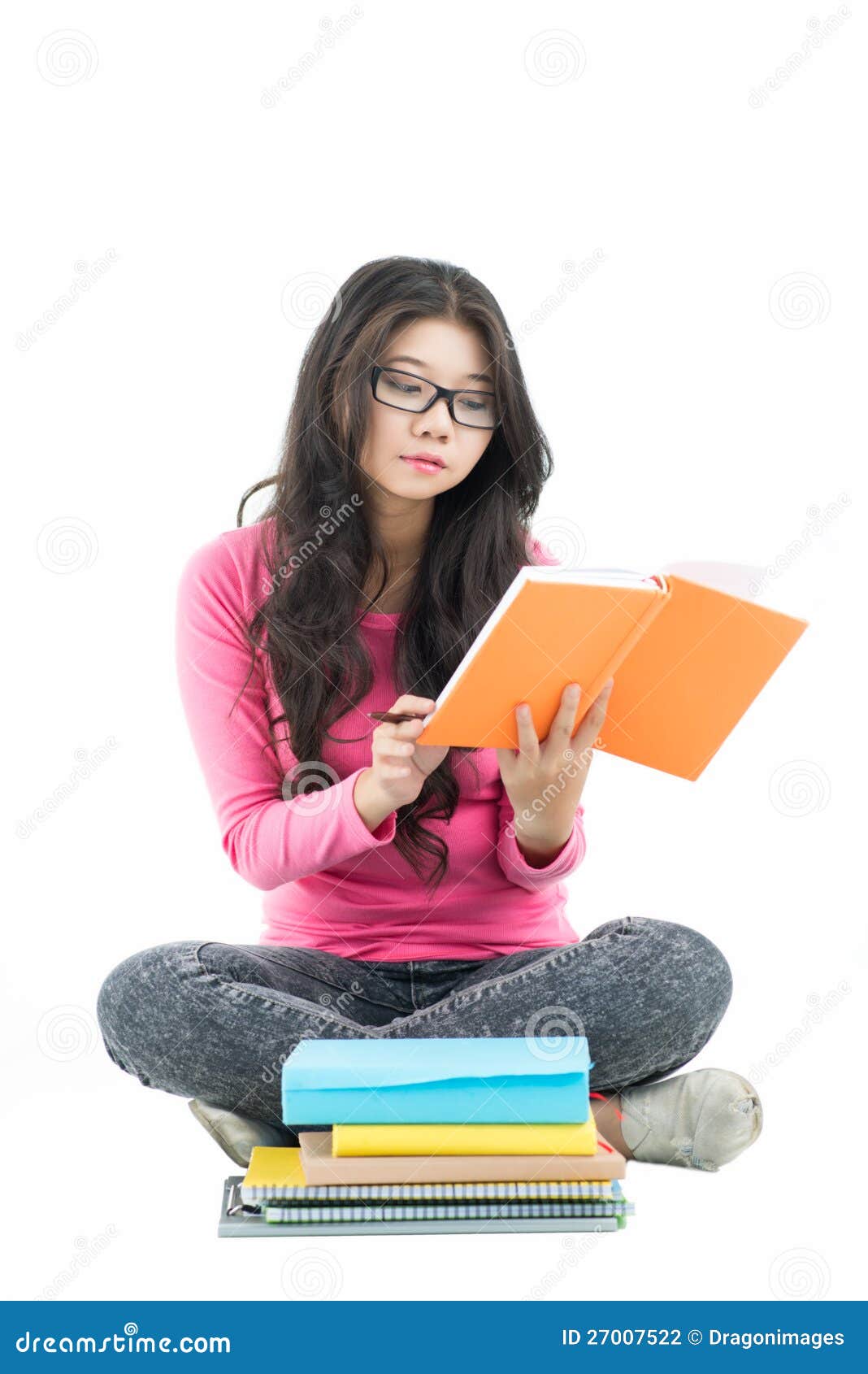 Busy student girl stock photo. Image of lovely, learning - 27007522