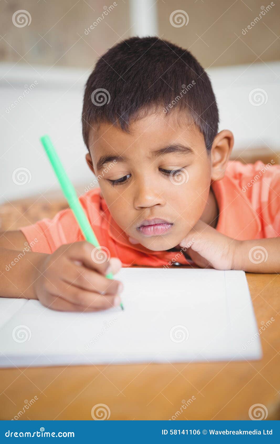 Busy Student Working on Class Work Stock Photo - Image of child, desk ...