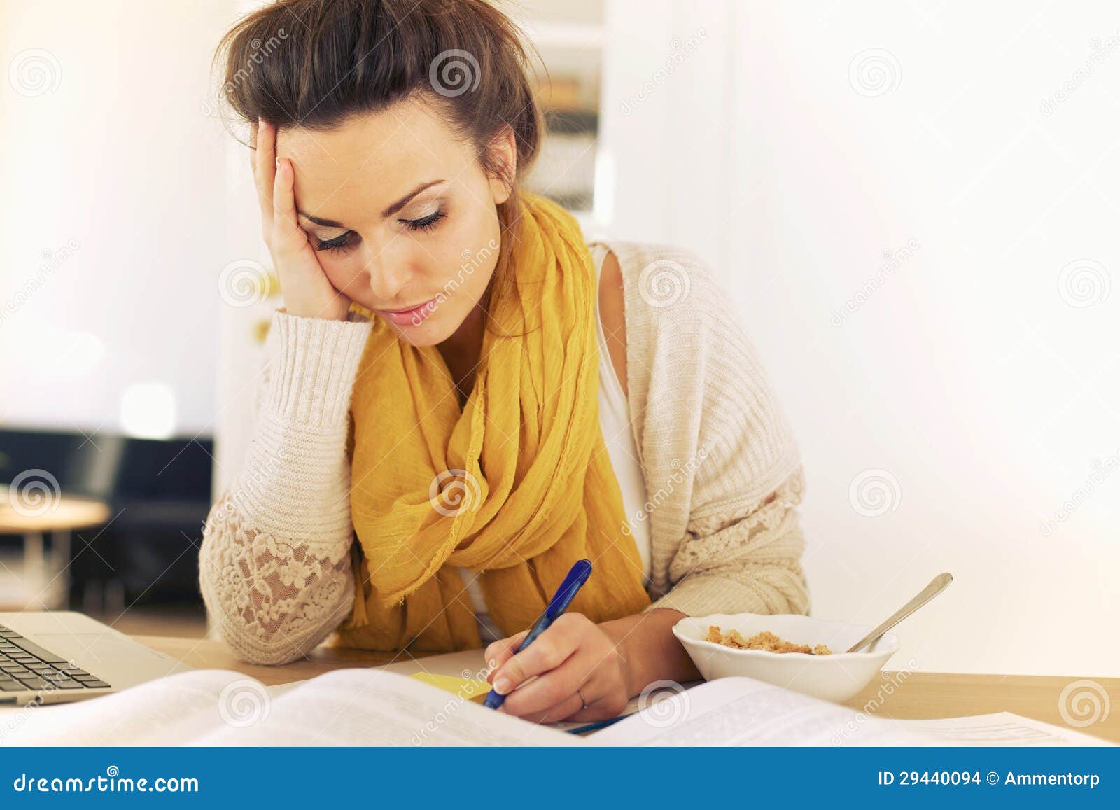 Busy Student Writing Something Stock Photo - Image of beautiful ...