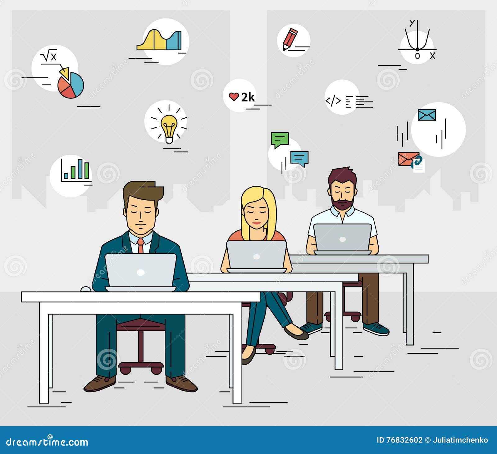 Busy Students Learning in a University Class Stock Vector ...