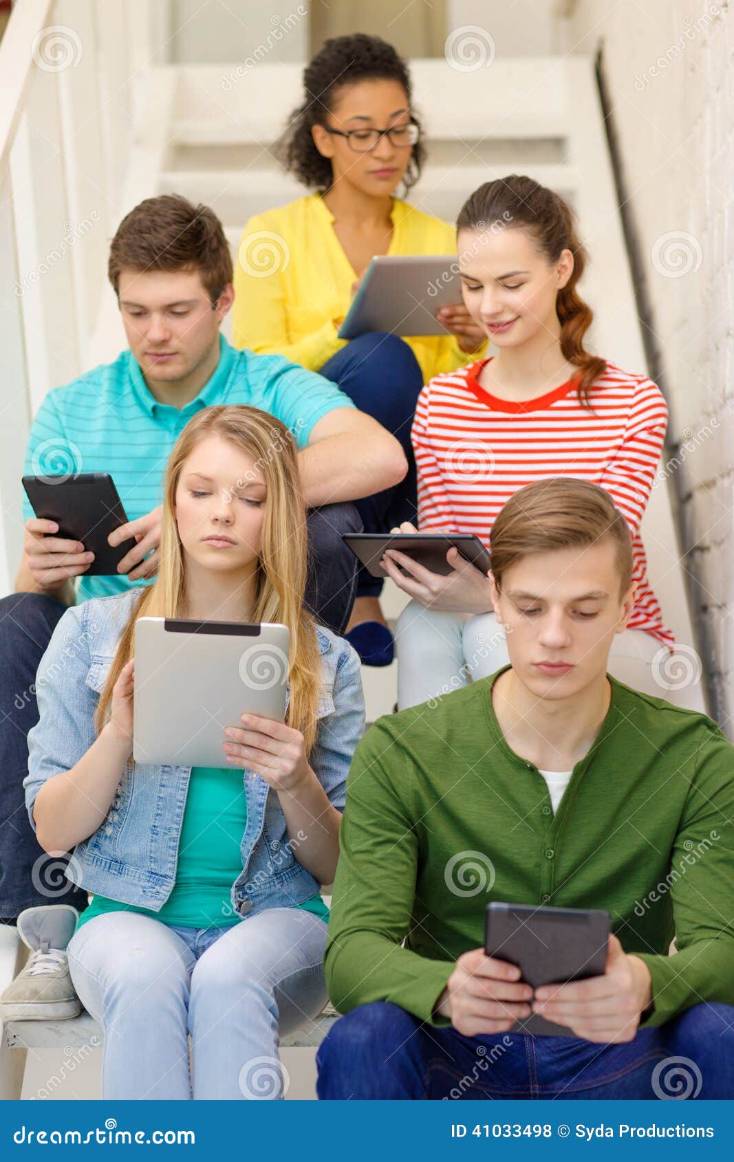 Busy Students with Tablet Pc Computer Stock Photo - Image of school ...