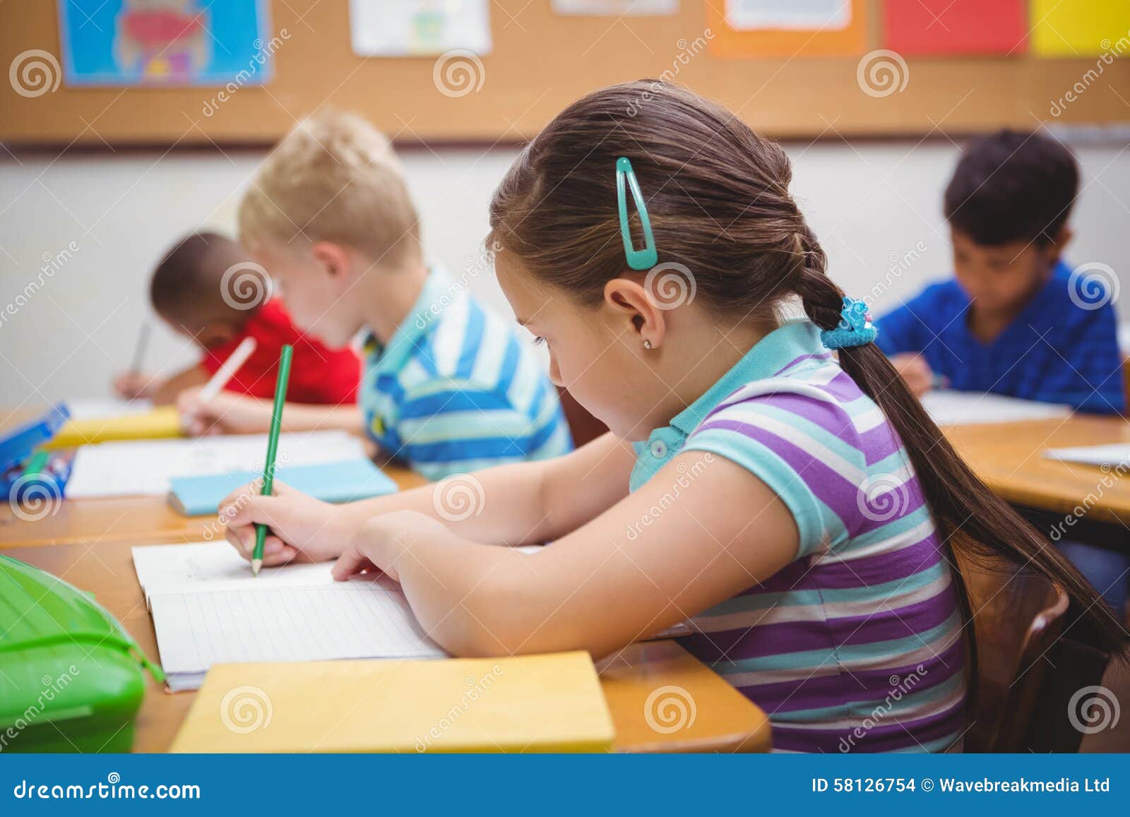 Busy Students Working on Class Work Stock Photo - Image of back ...