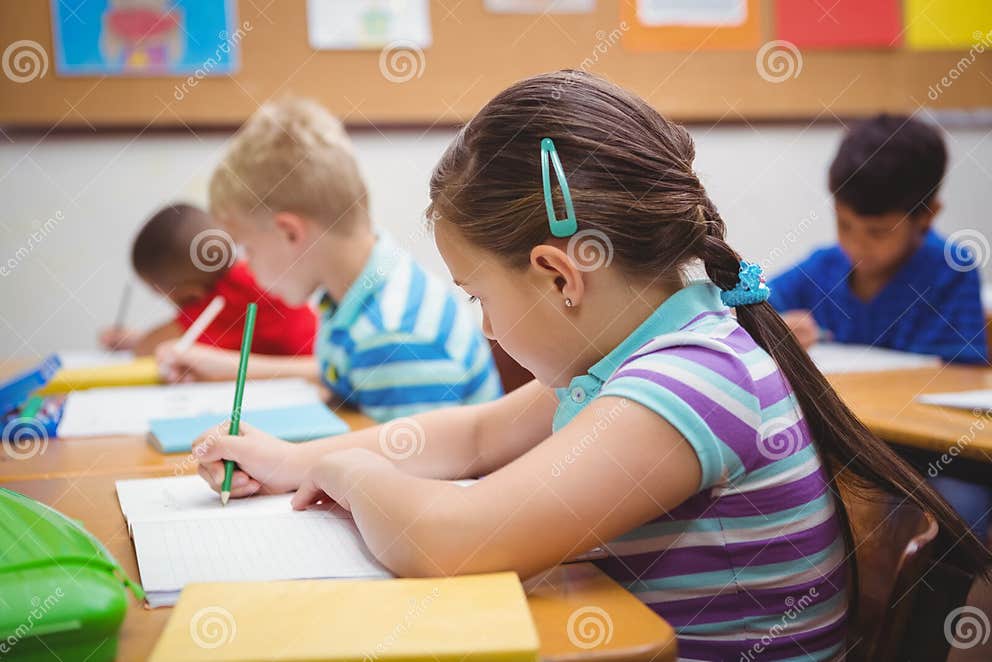 Busy Students Working on Class Work Stock Photo - Image of back ...