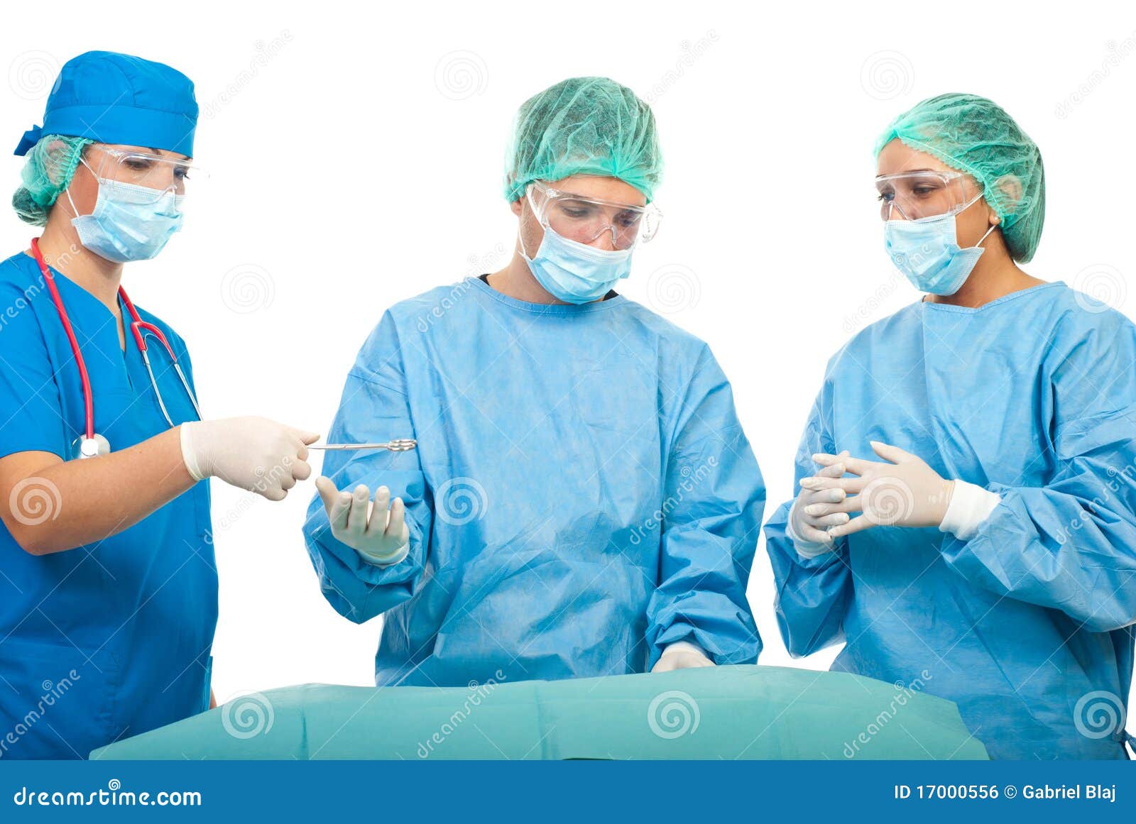 Busy surgeons working stock photo. Image of green, doctors - 17000556