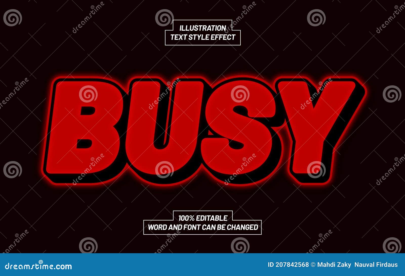 Busy Red Text Style Effect stock vector. Illustration of business ...