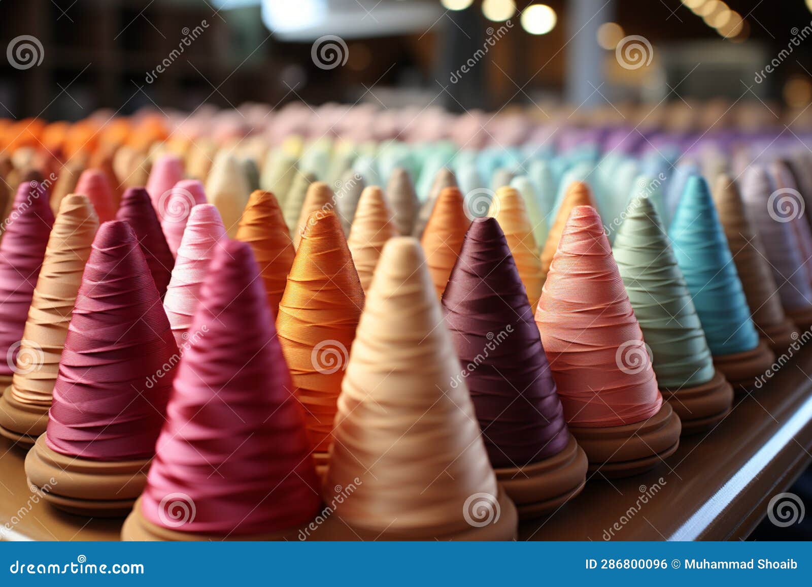 Busy Textile Mill Features a Large Array of Bobbin Thread Cones Stock ...