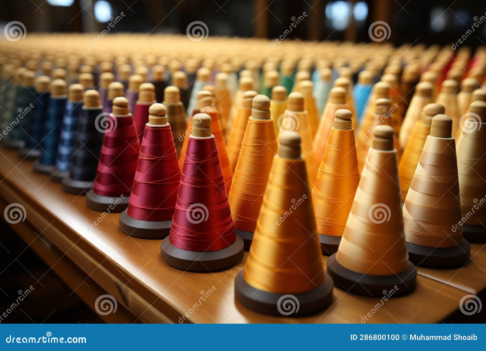 Busy Textile Mill Features a Large Array of Bobbin Thread Cones Stock ...