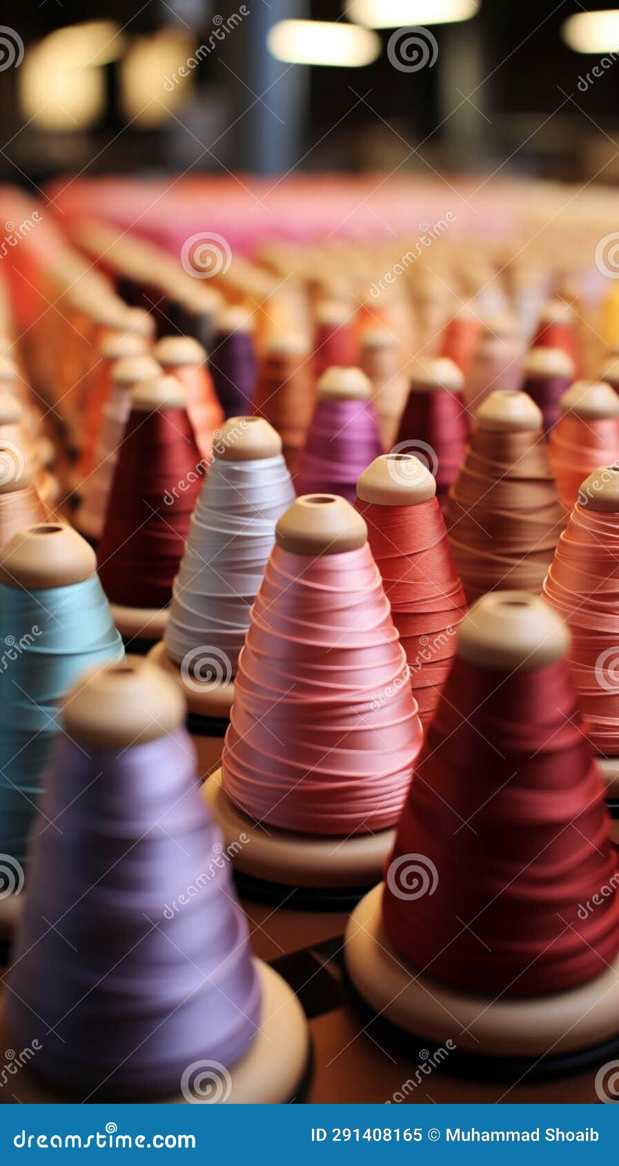 Busy Textile Mill Features a Large Array of Bobbin Thread Cones Stock ...
