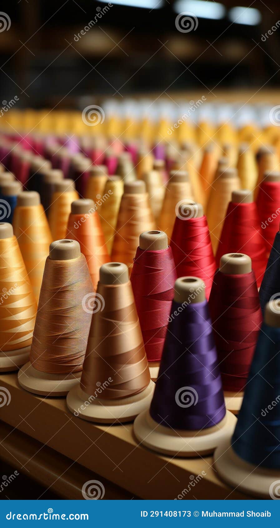 Busy Textile Mill Features a Large Array of Bobbin Thread Cones Stock ...