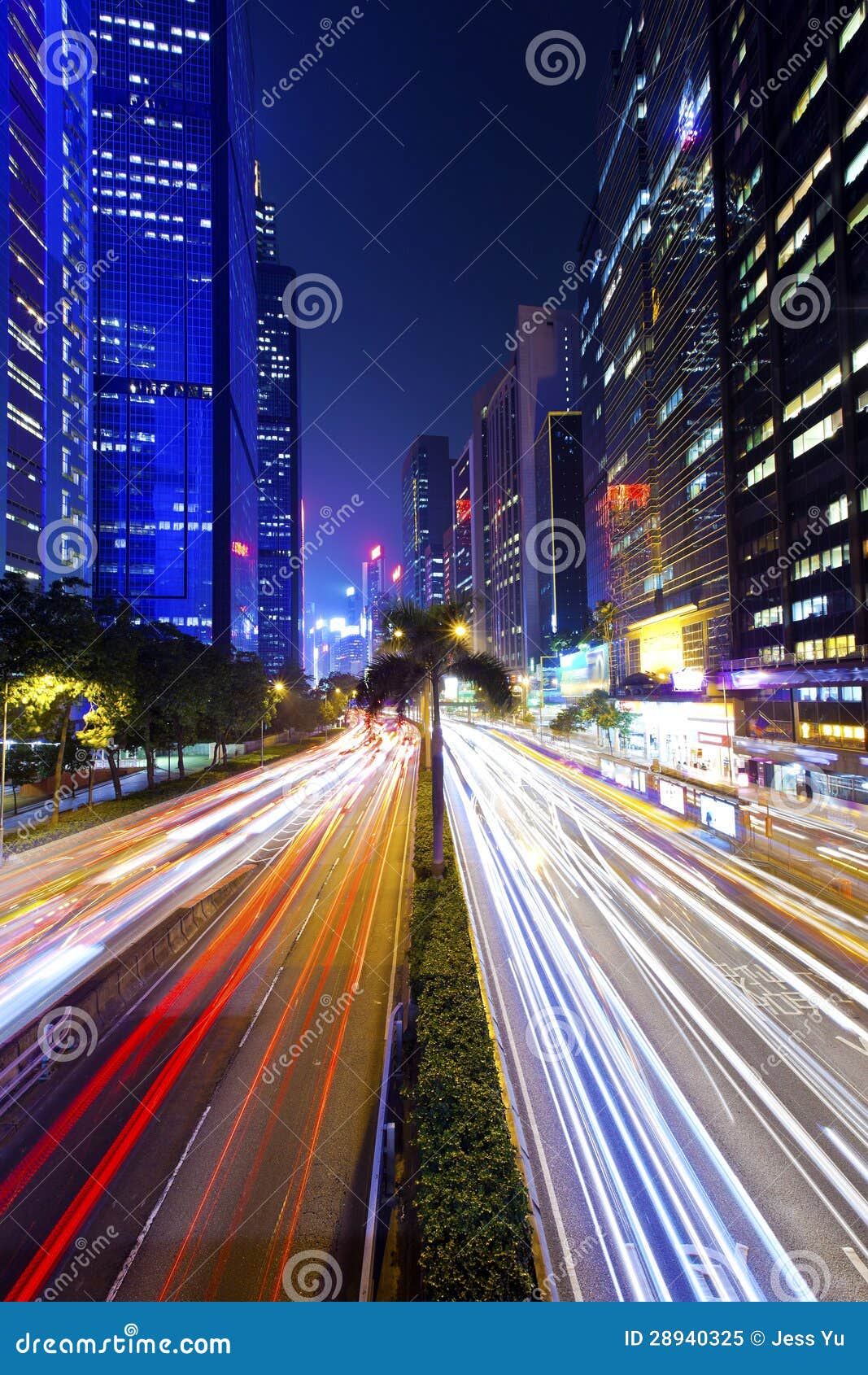 Busy Traffic at Downtown City at Night Stock Image - Image of glow ...
