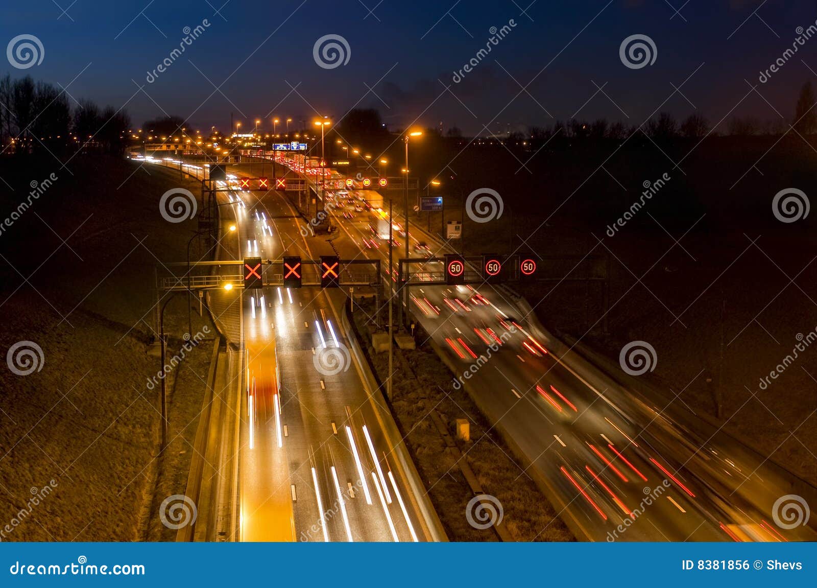 Busy traffic at night stock photo. Image of blur, highway - 8381856